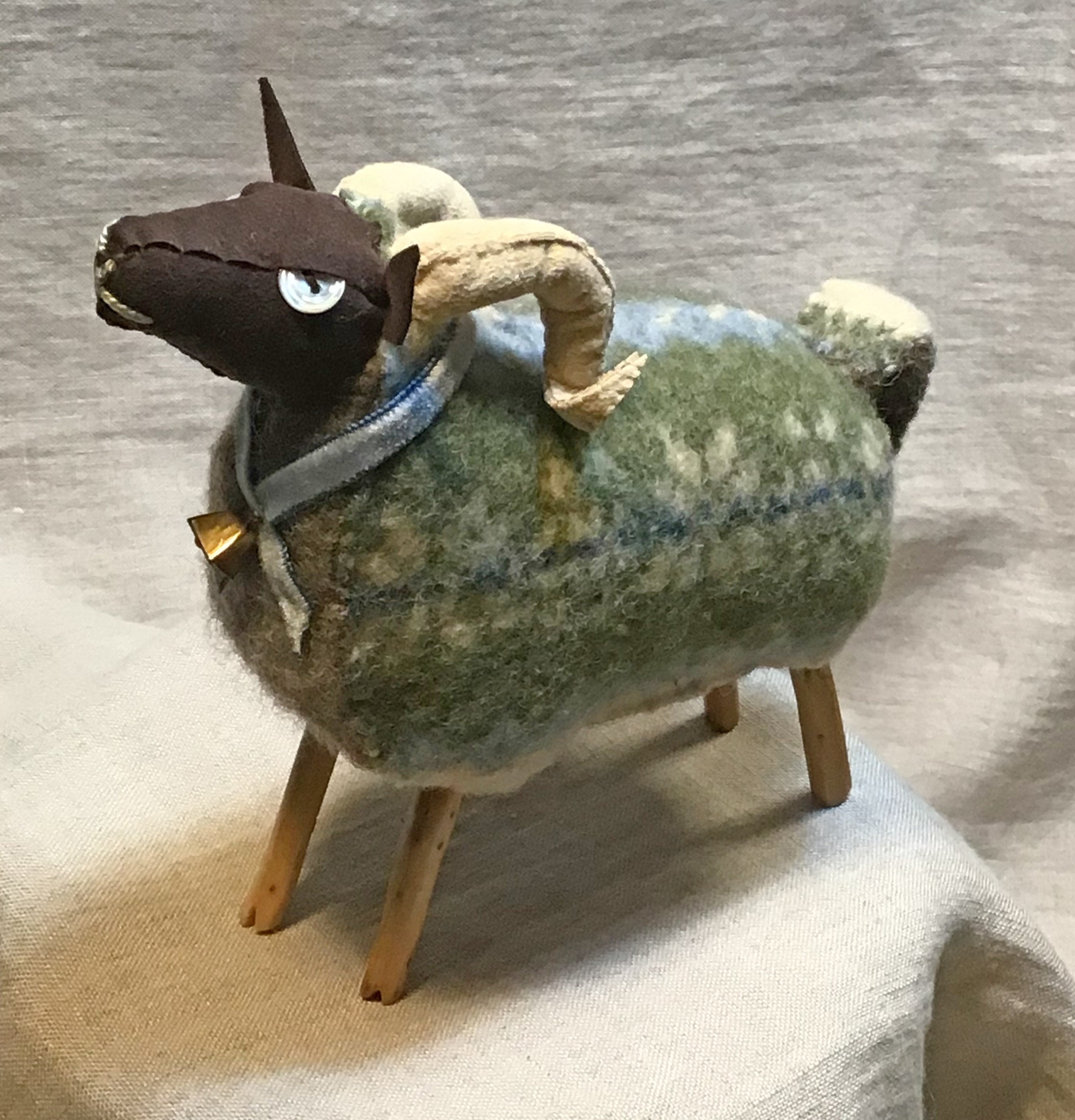 Fair Isle Ram Figurine From Felted Wool Sweaters - Etsy