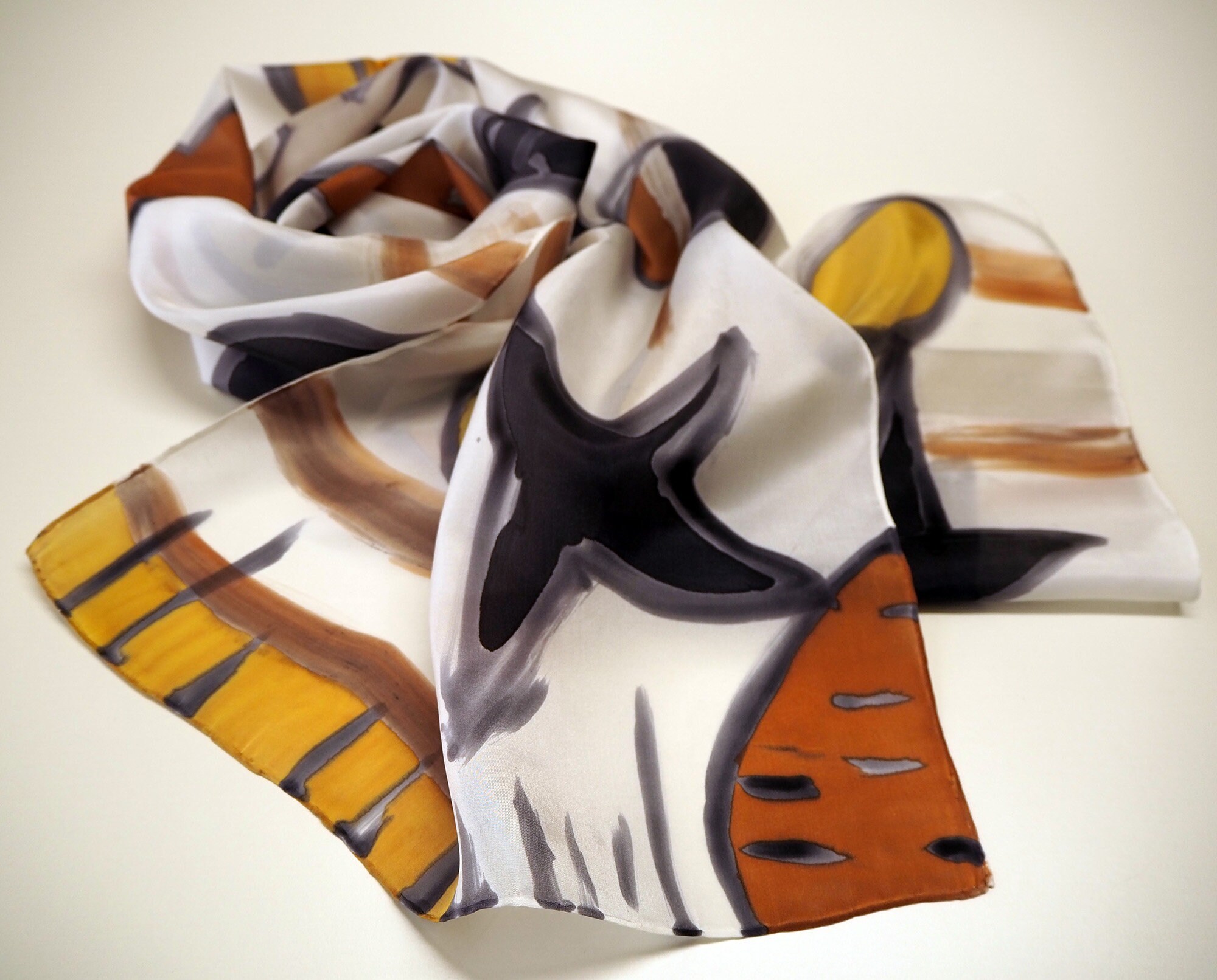 Hand Painted Silk Scarf/silk Scarf With Toasted Colors/ready to Be ...