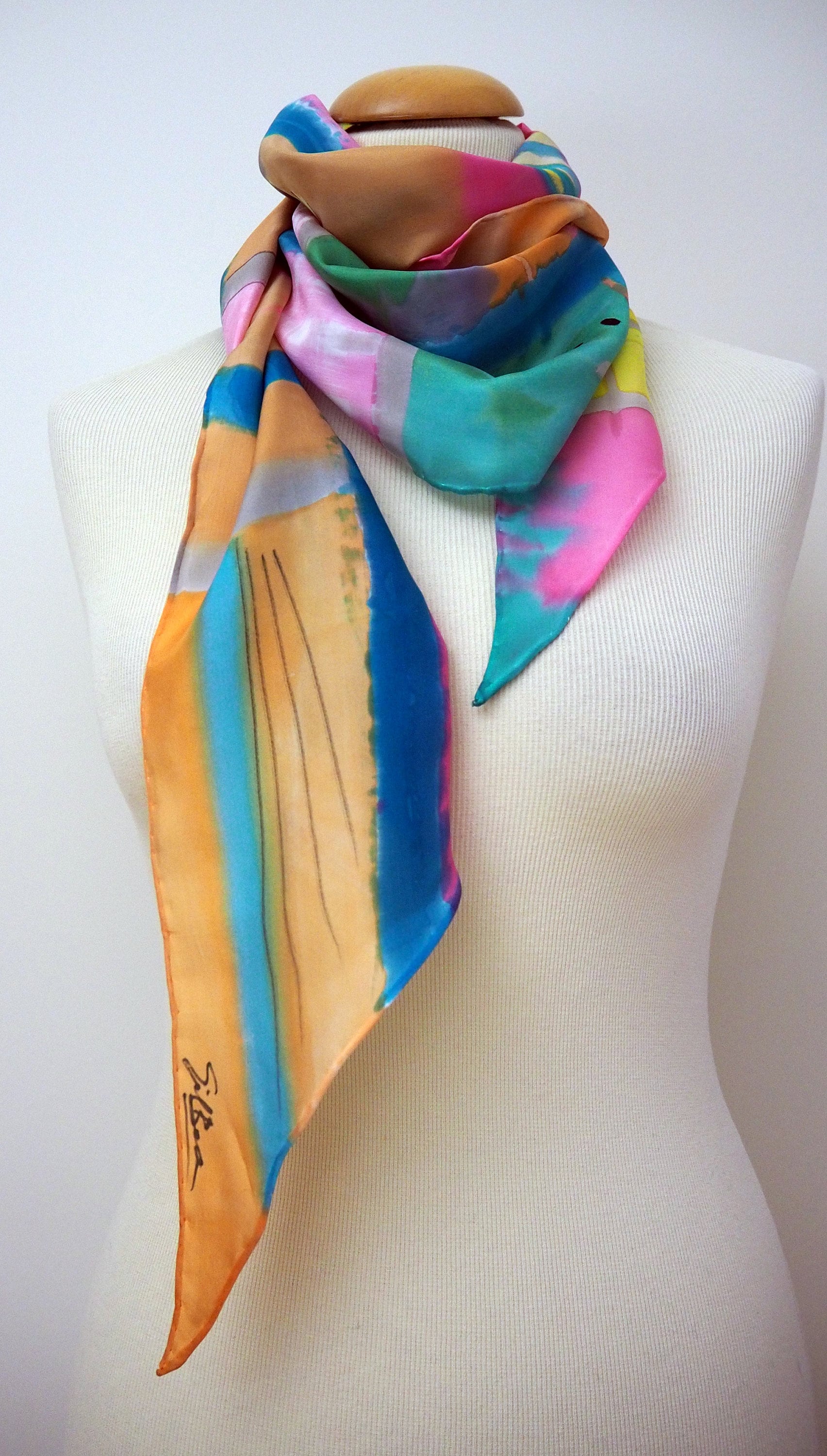 Hand Painted Silk Scarf/ Colorful Silk/ Ready to Be Shipped/ Silk Scarf ...