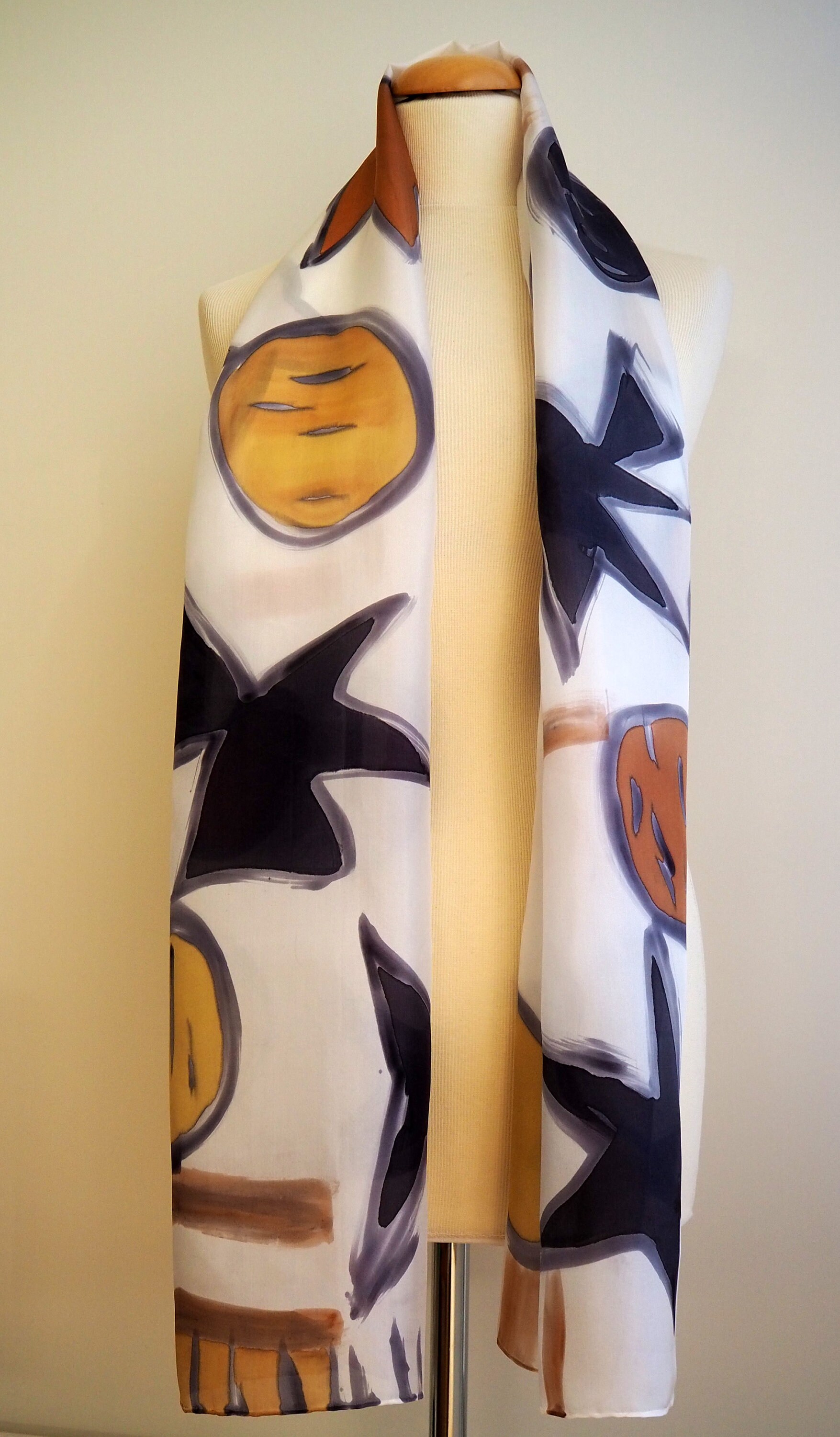 Hand Painted Silk Scarf/silk Scarf With Toasted Colors/ready to Be ...