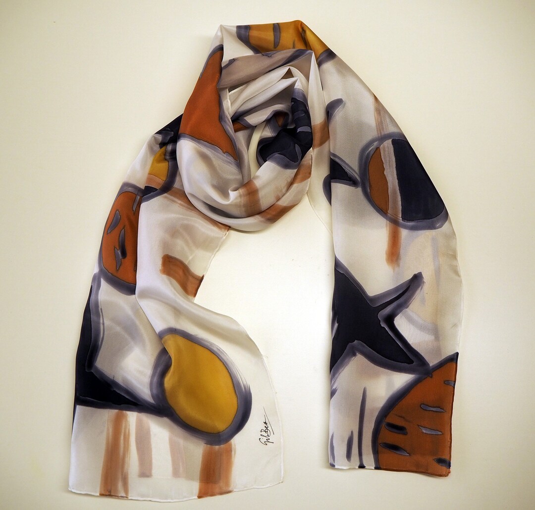 Hand Painted Silk Scarf/silk Scarf With Toasted Colors/ready to Be ...