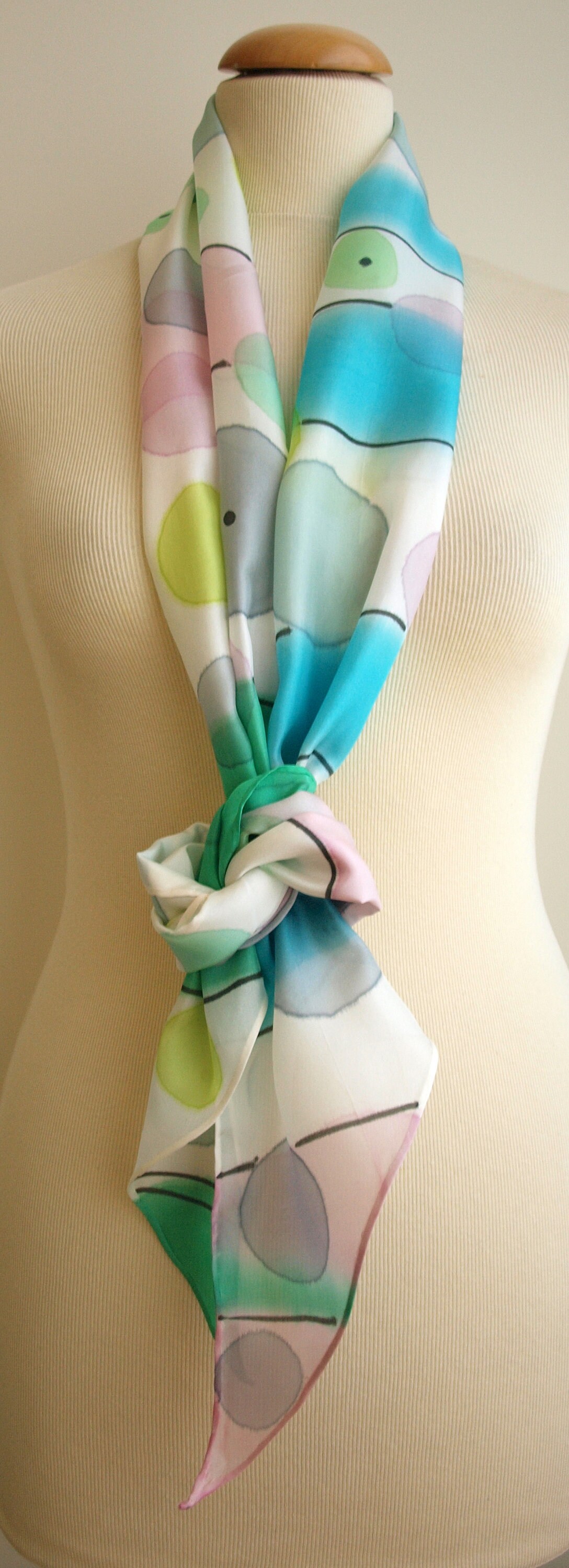 Hand Painted Silk Scarf / Circles Silk Scarf/ Colorful Silk - Etsy