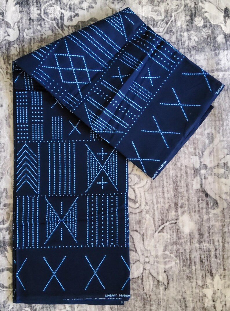 African Print Blue Fabric | Ankara Blue Fabric | 100% Cotton, by Yard ...