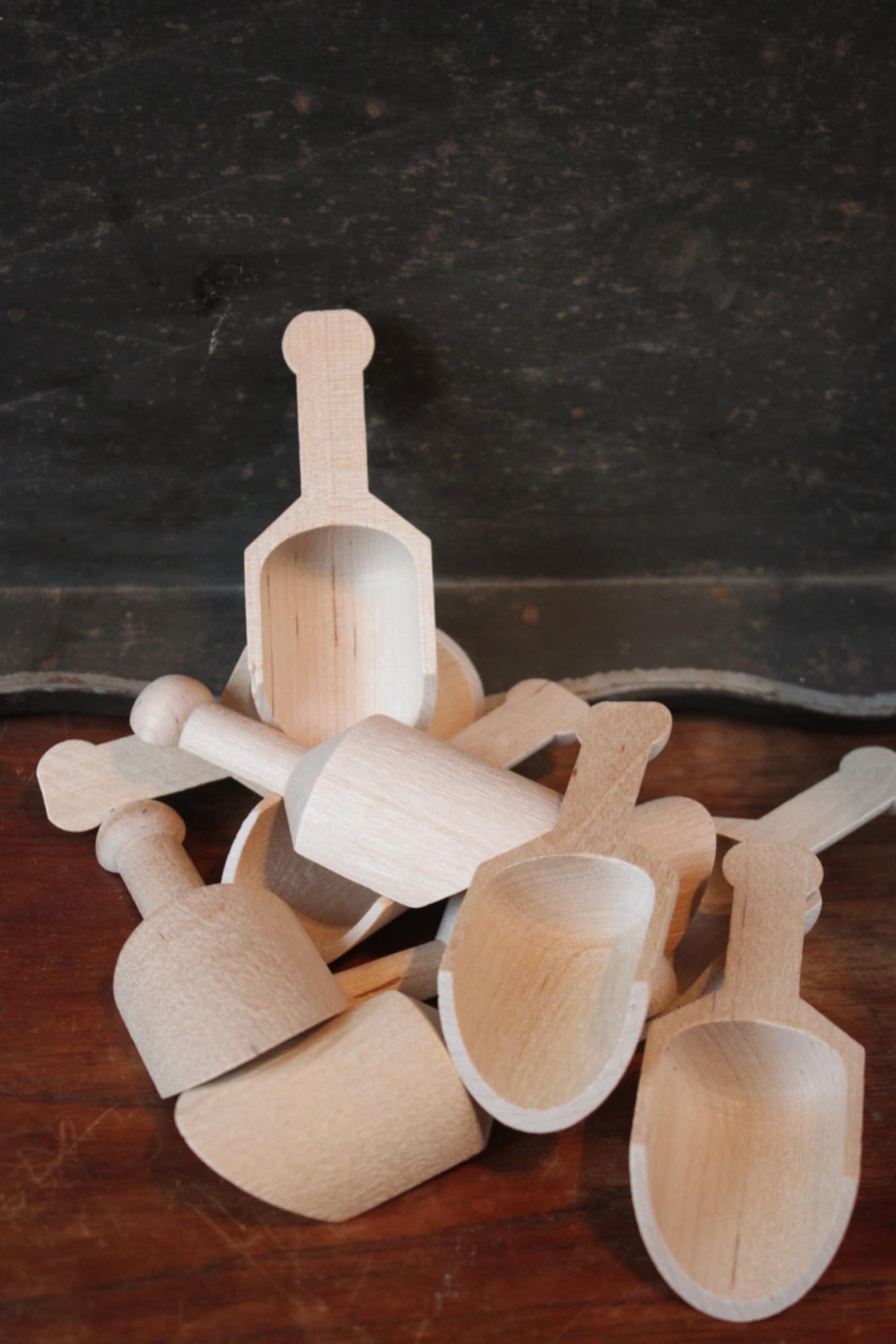 3" Mini Wood Scoops, Wooden Food Prep Scoop, Candy Bar, Popcorn Bar ...