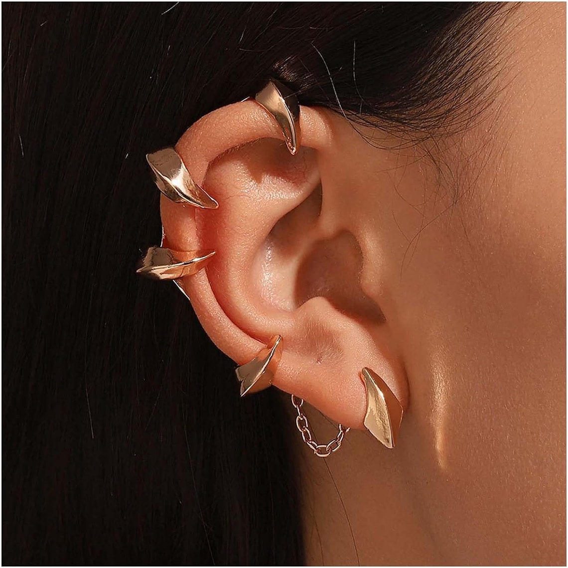 Devil Dragon Claw Ear Cuff Earring Gothic Claw Cuff Earrings Gold Devil ...