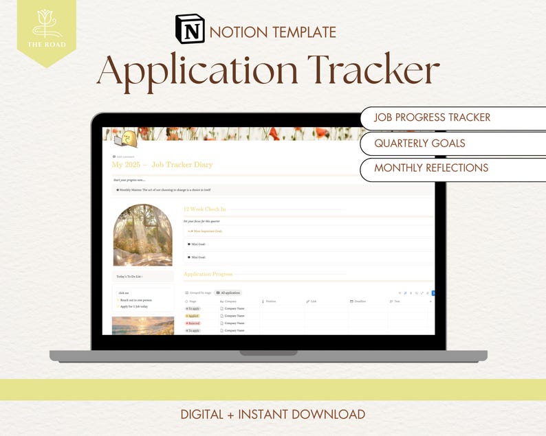 Job Application Tracker Notion Template, Job Search Organizer, Career ...