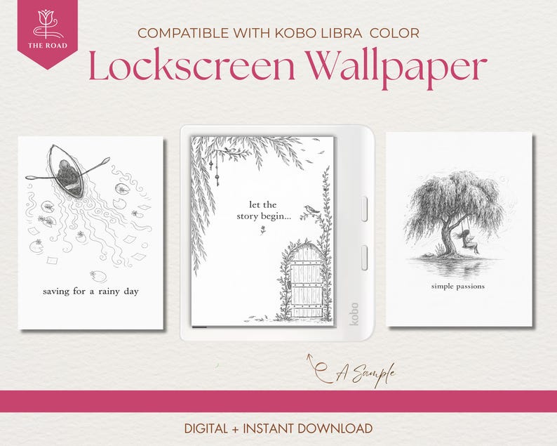 Kobo Lock Screen Wallpapers | Digital Download | Ereader Backgrounds ...