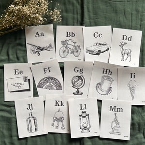 Vintage Alphabet Cards or Posters. Black + Cream Colored. Printables ...