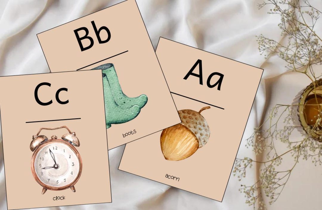 Watercolor Alphabet Cards. White or Beige. Printables. Classroom ABC ...
