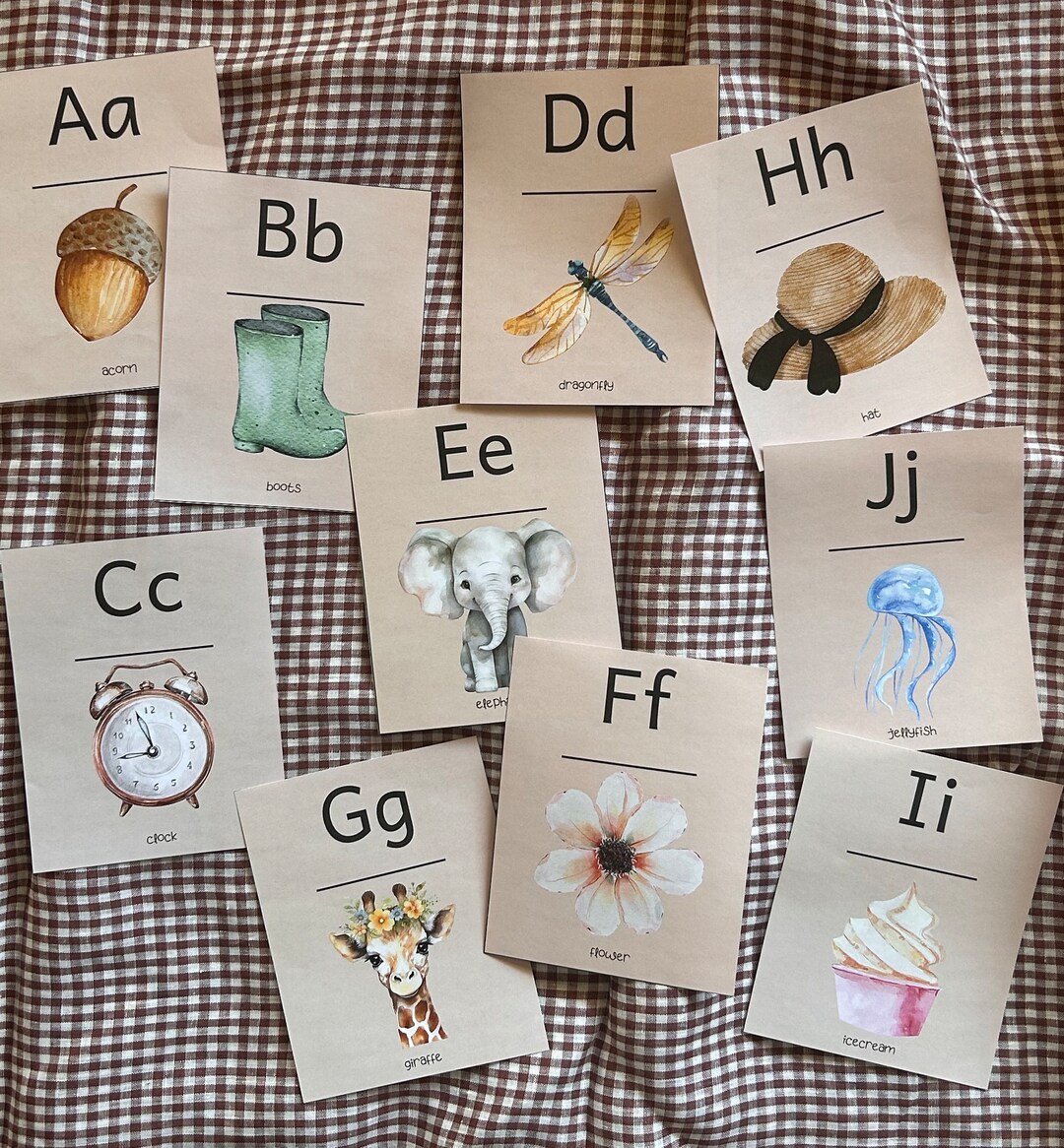 White or Beige Watercolor Alphabet Cards. Printables. Classroom ABC ...
