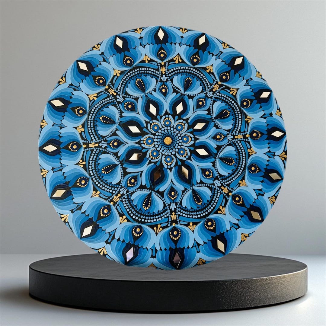 Blue Shaded Mandala Wall Art - Etsy