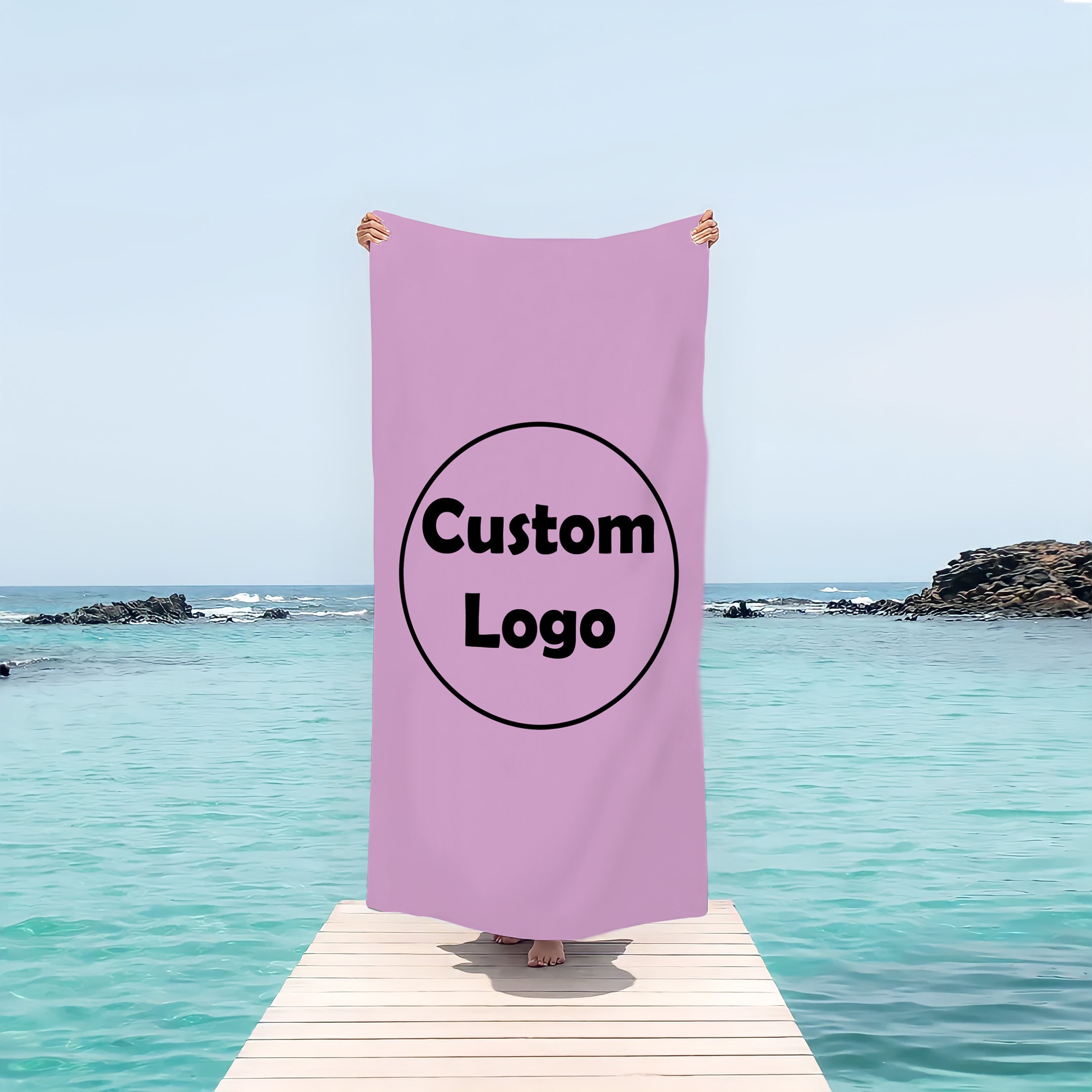 Custom Logo Beach Towel, Your Logo Here Beach Towel, Personalized Beach ...