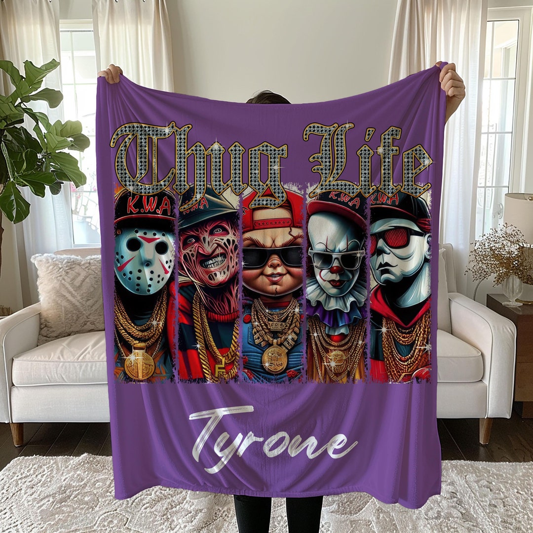 Custom Halloween Blanket, Horror Blanket, Scary Movie Characters Throw ...