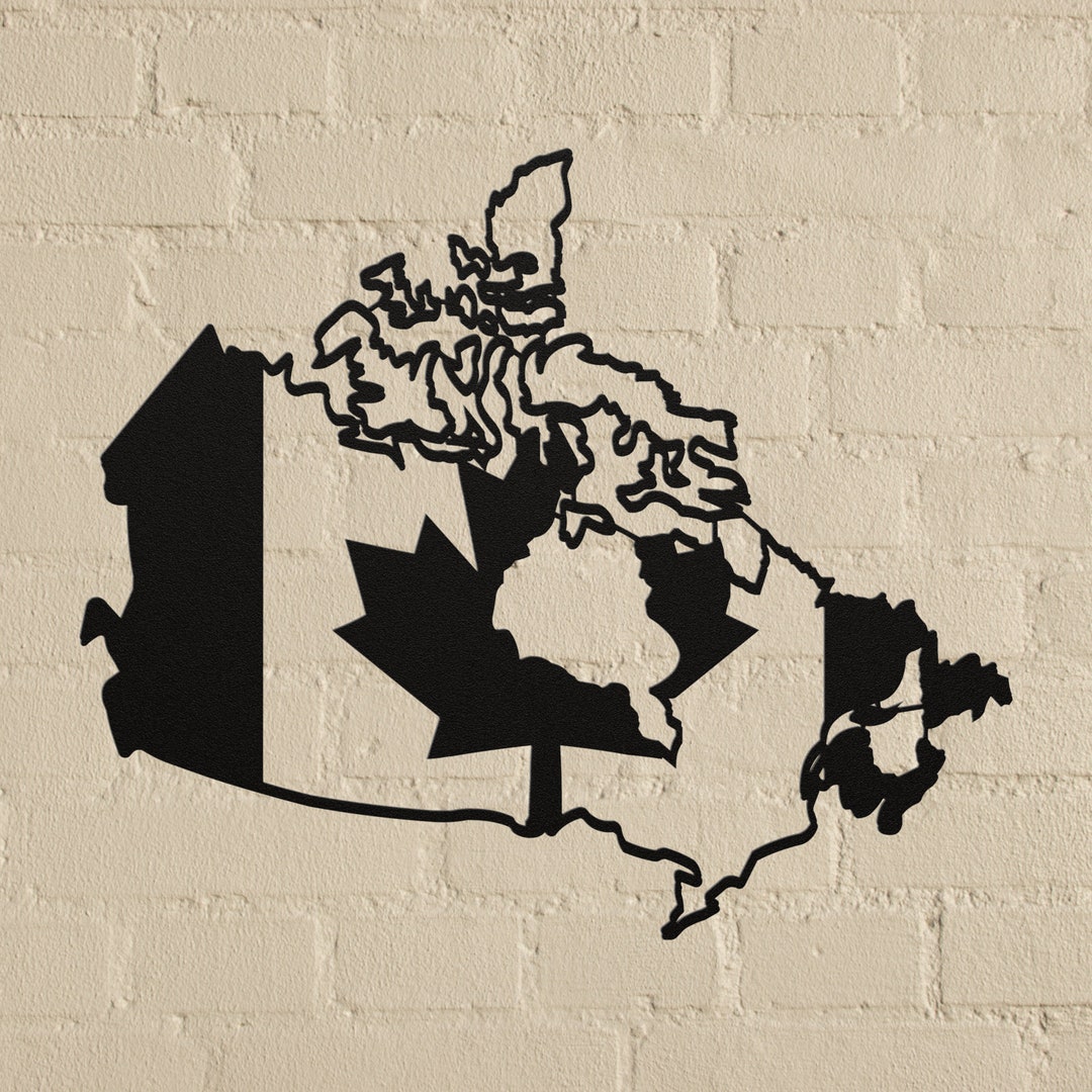 Maple Leaf Canada Map Canada Metal Wall Art Canadian Flag Sign Canada ...