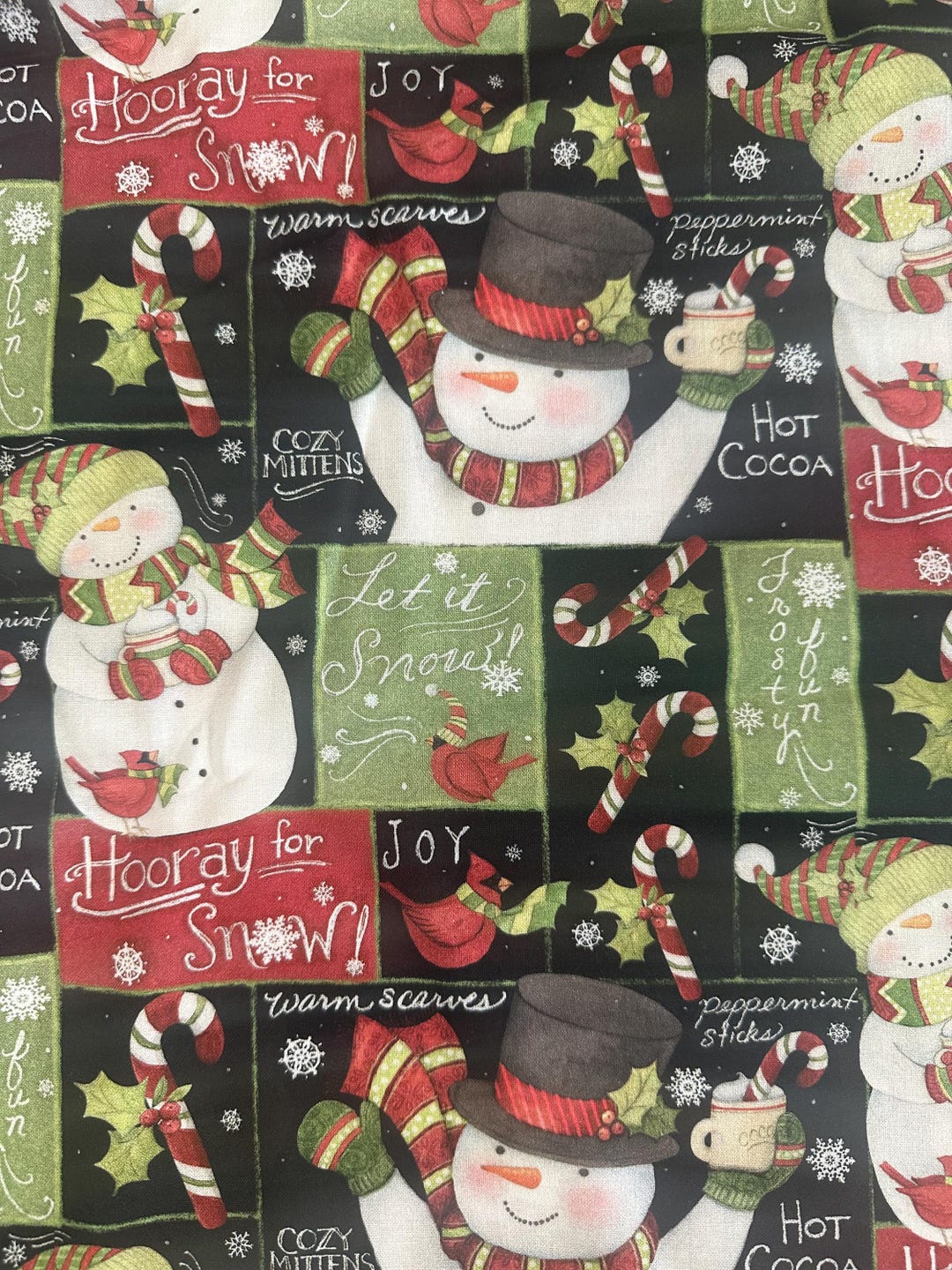 Snowman Christmas Cotton Fabric: 
