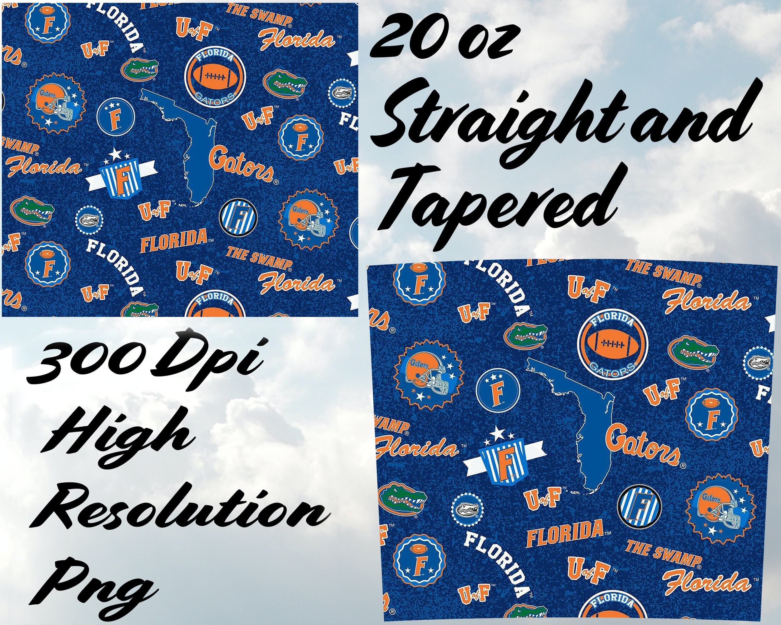 20oz Skinny Florida Tumbler, Gators UF Seamless Tumbler Wrap for ...