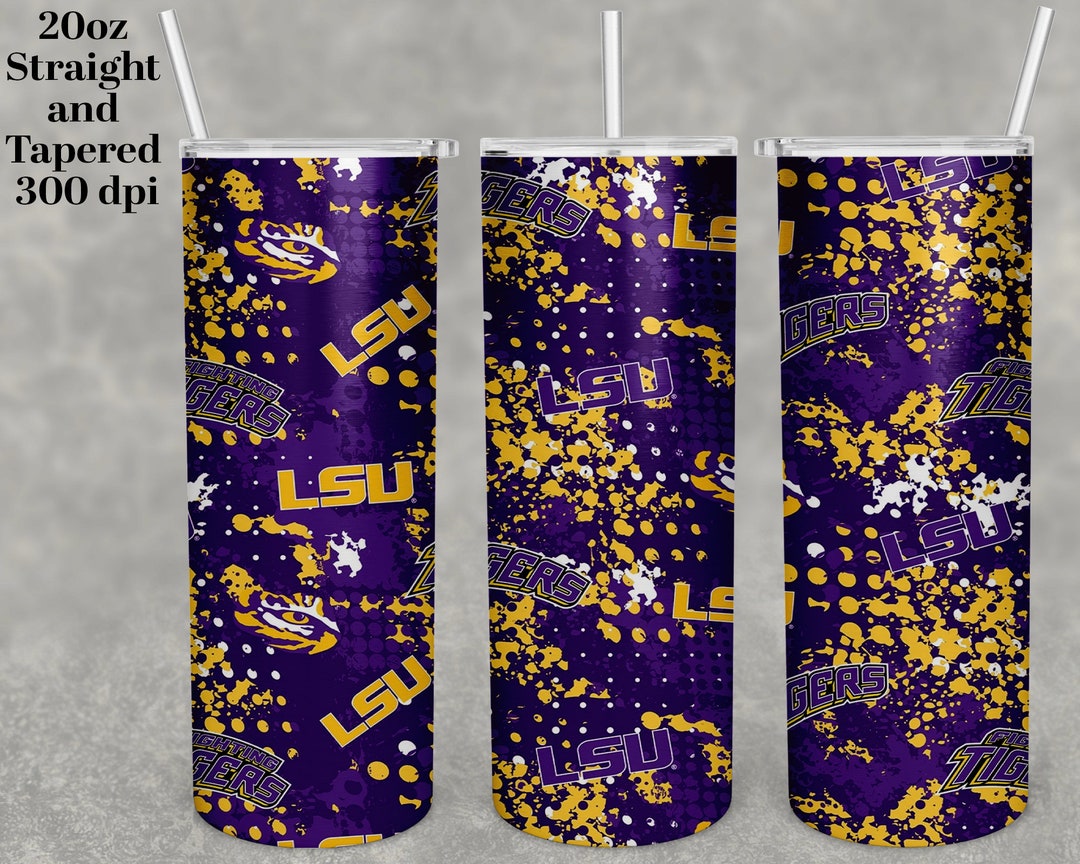 Tumbler Wrap Lsu Tigers 20oz Skinny Straight Tampered PNG, Full Tumbler ...