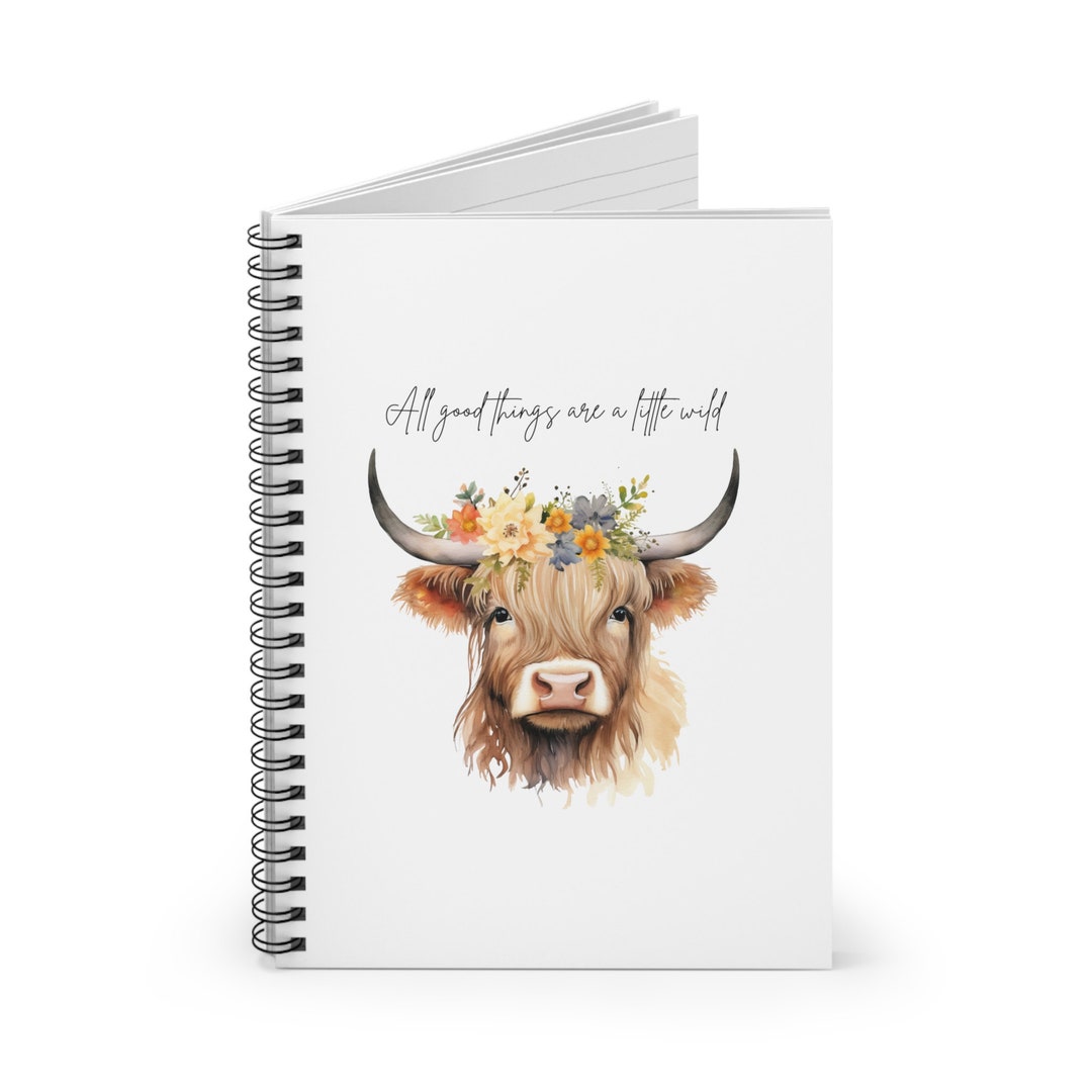 Wild Highland Cow Spiral Notebook Humorous and Inspirational Ruled Line ...