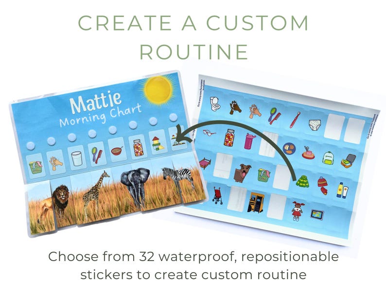 Custom Morning Routine Chart With Watercolor Animals, Printed Laminated ...