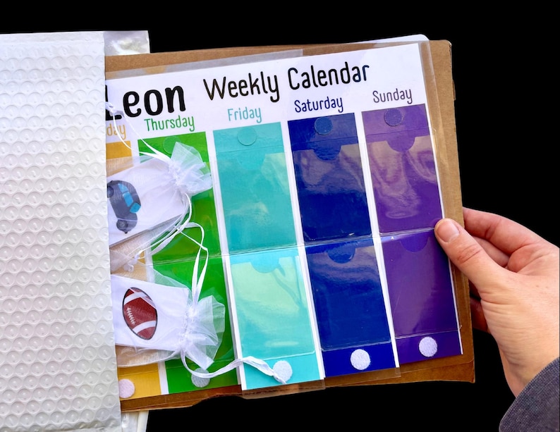 Personalized Kid's Weekly Calendar Flip Chart: Visual Schedule With 80 ...