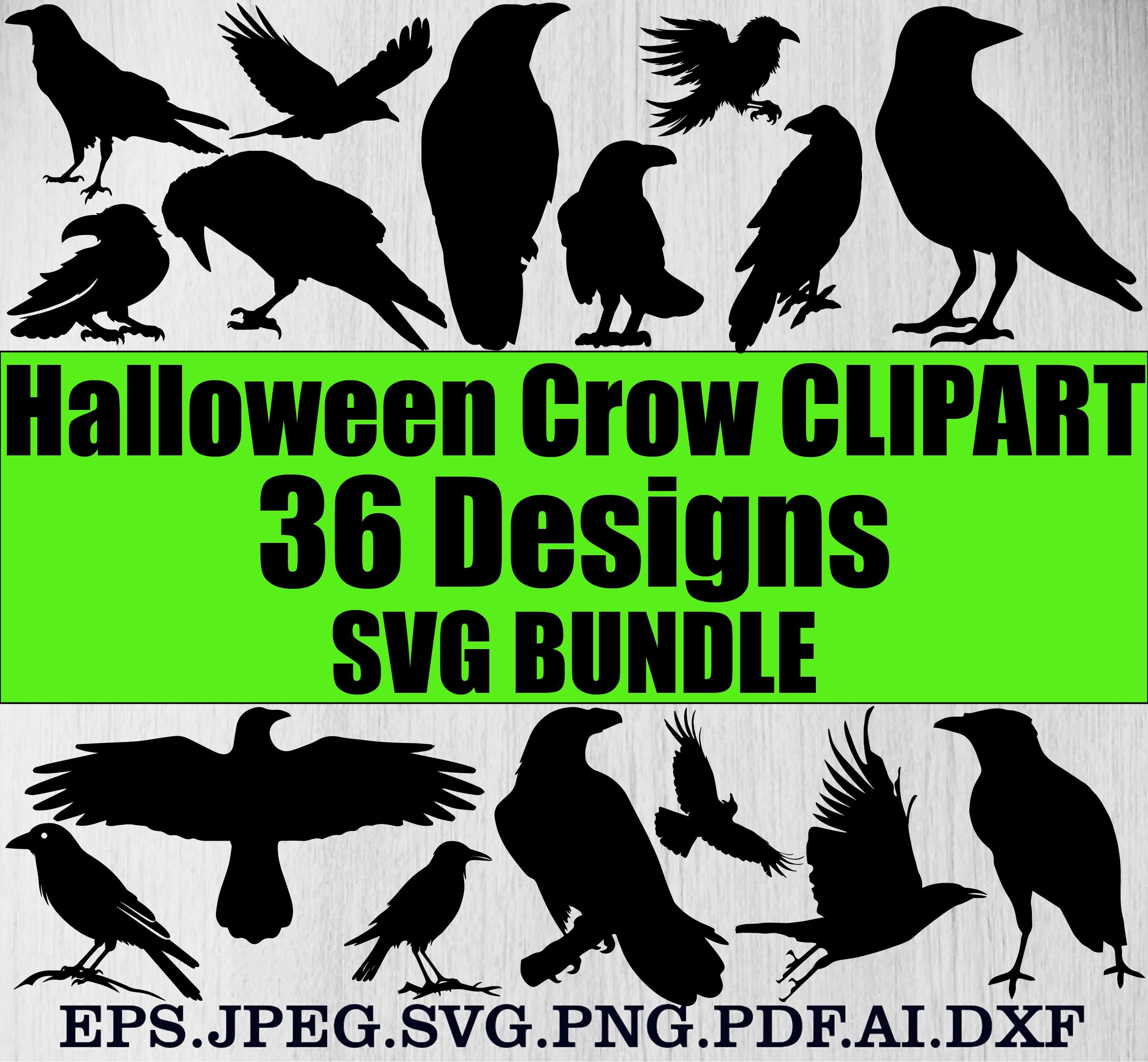 Crow Svg Bundle, Halloween Crow Svg, Crows Silhouette, Crows Clipart ...