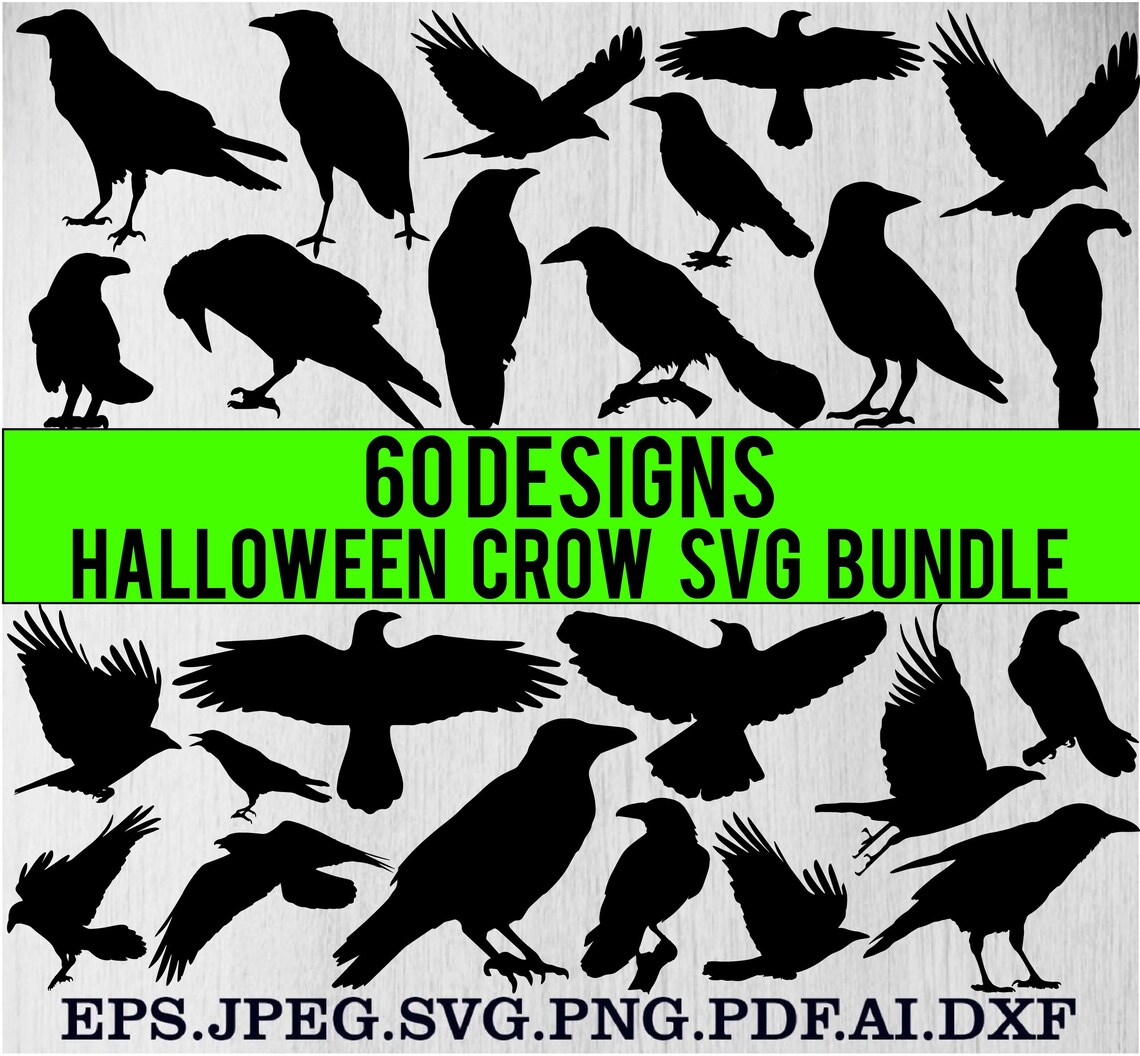 Crow Svg Bundle, Halloween Crow Svg, Crows Silhouette, Crows Clipart ...