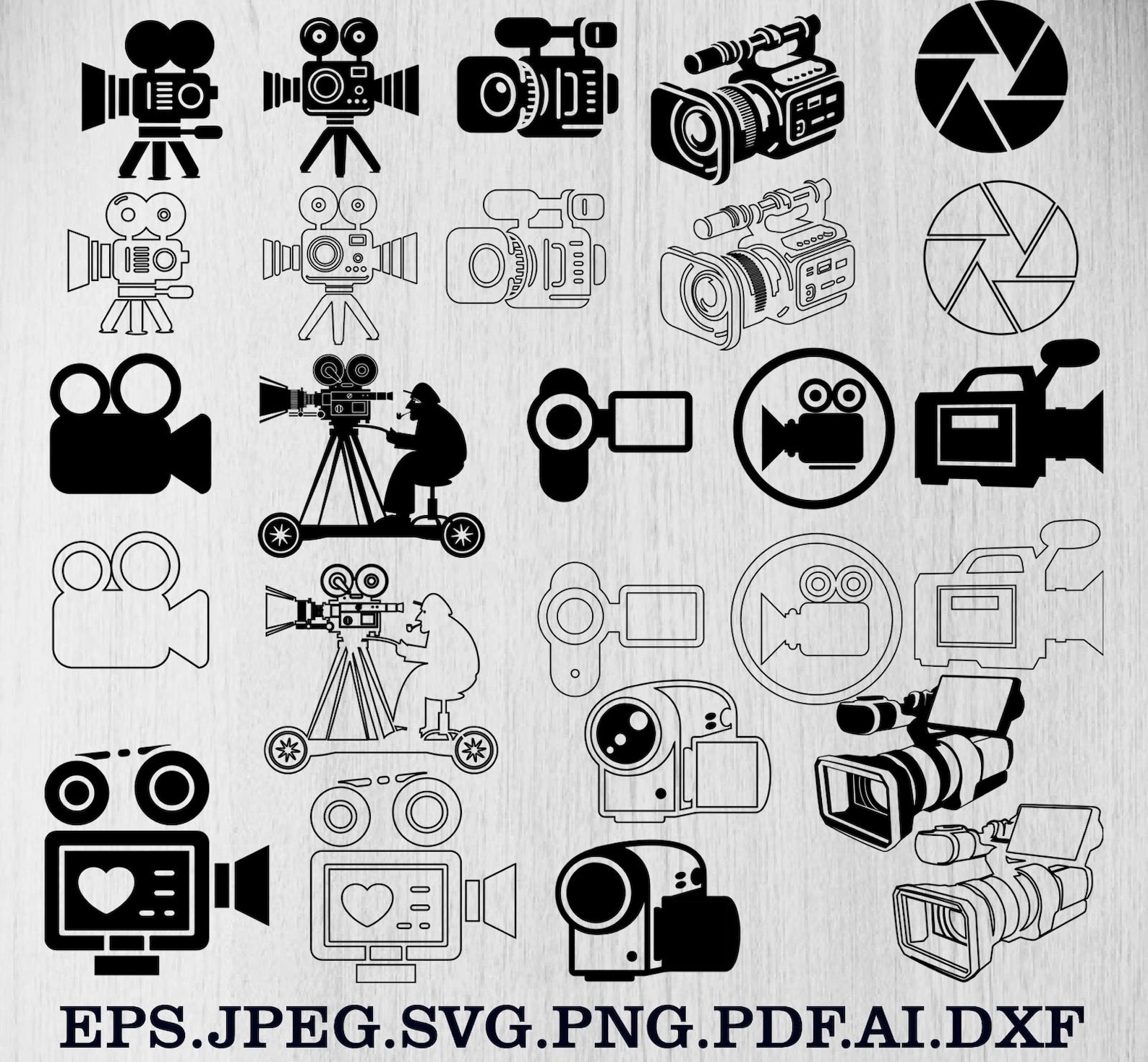 26 Video Camera SVG Bundle, SVG Files for Cricut, Movie Clipart, Cinema ...