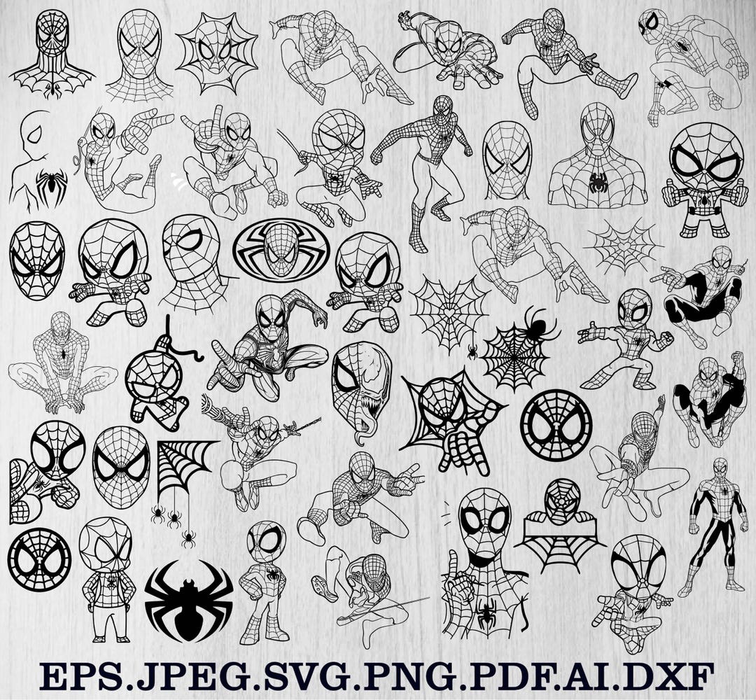 Spiderman Svg Bundle, Spiderman Outline Svg, Spiderman Clipart ...