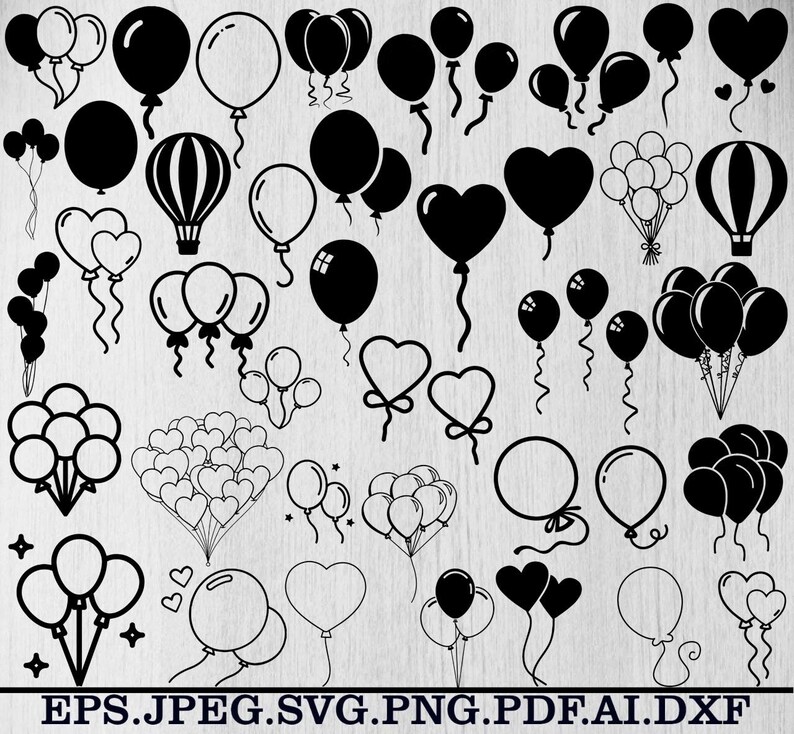 Balloon Svg Bundle, Balloon Clipart, Balloon Silhouette, Birthday ...