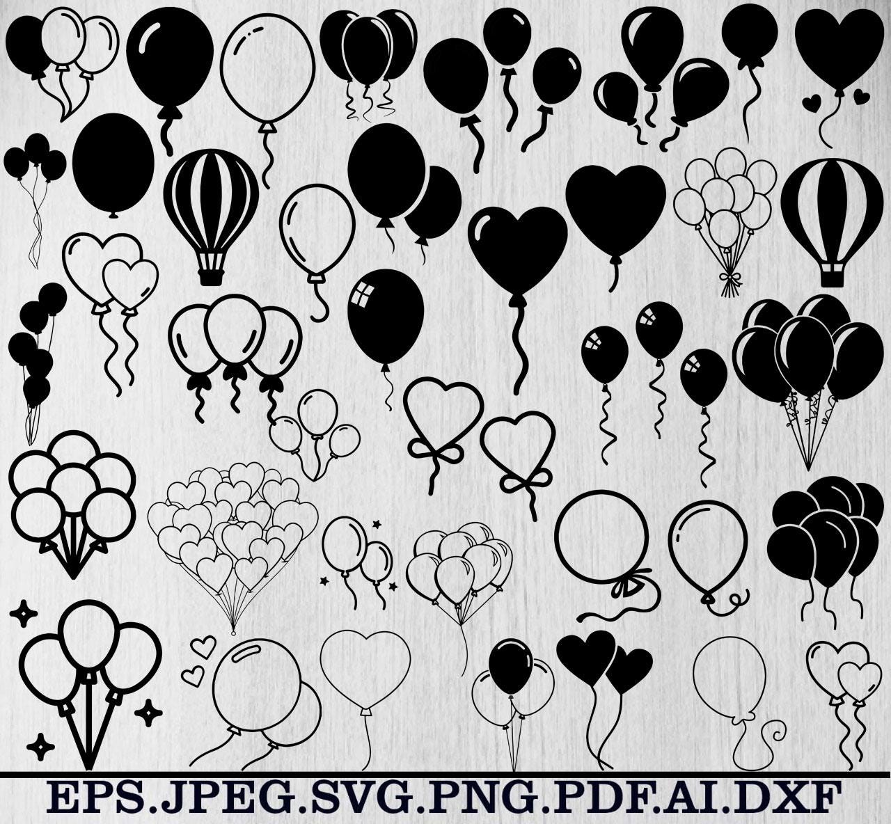 Balloon Svg Bundle, Balloon Clipart, Balloon Silhouette, Birthday ...