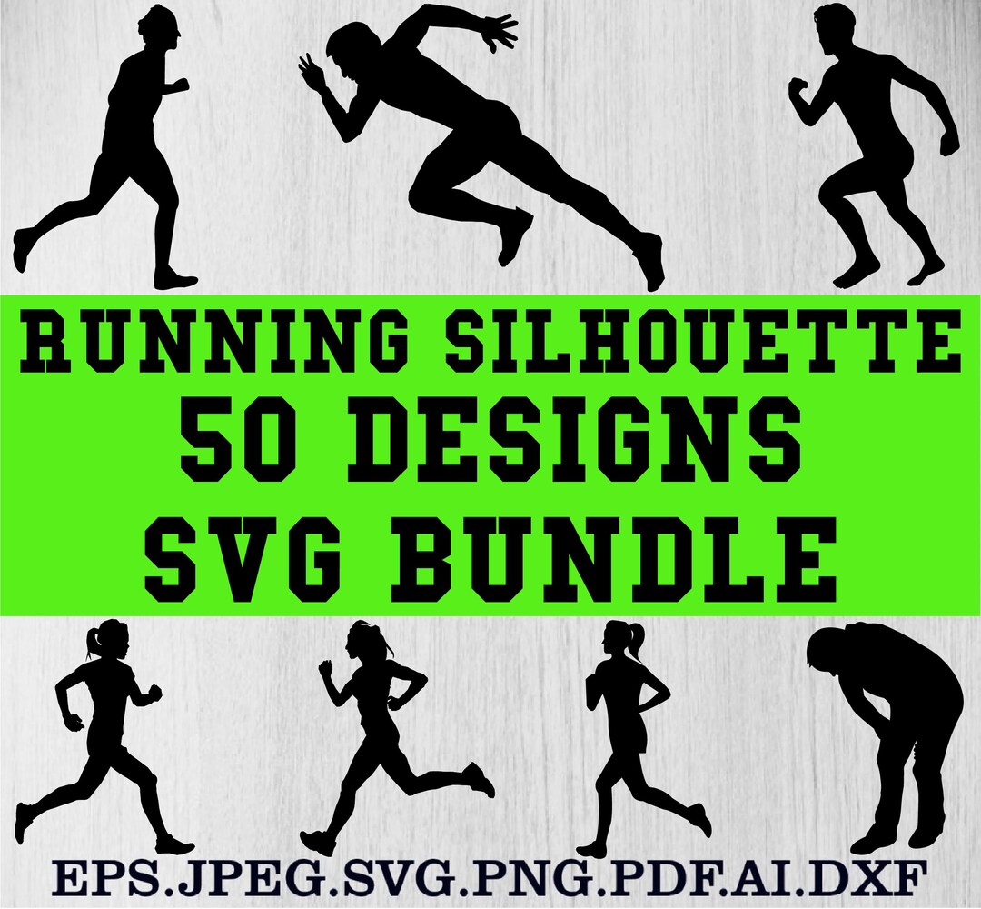 Running Svg Bundle, Athletic Silhouettes, Running Woman Svg, Running ...
