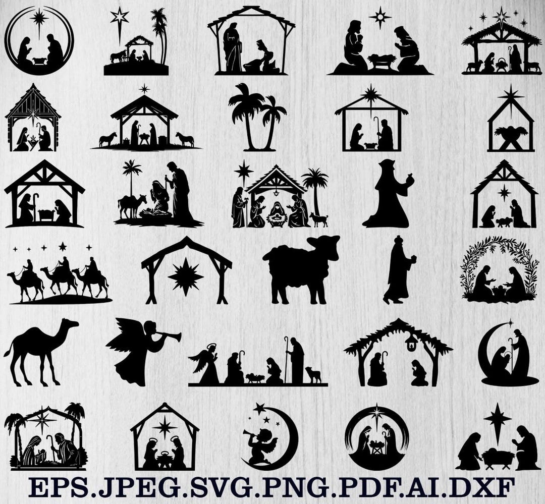 Krippe SVG-Bundle, Krippen-Szene-Svg-Bundle, Weihnachts-Krippe Clipart ...