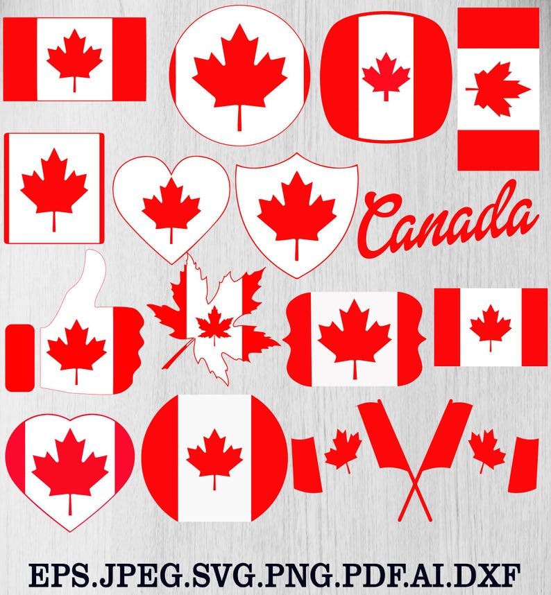 Canada Flag SVG Bundle, Canada Flag Svg ,canada Flag Clipart, Canada ...