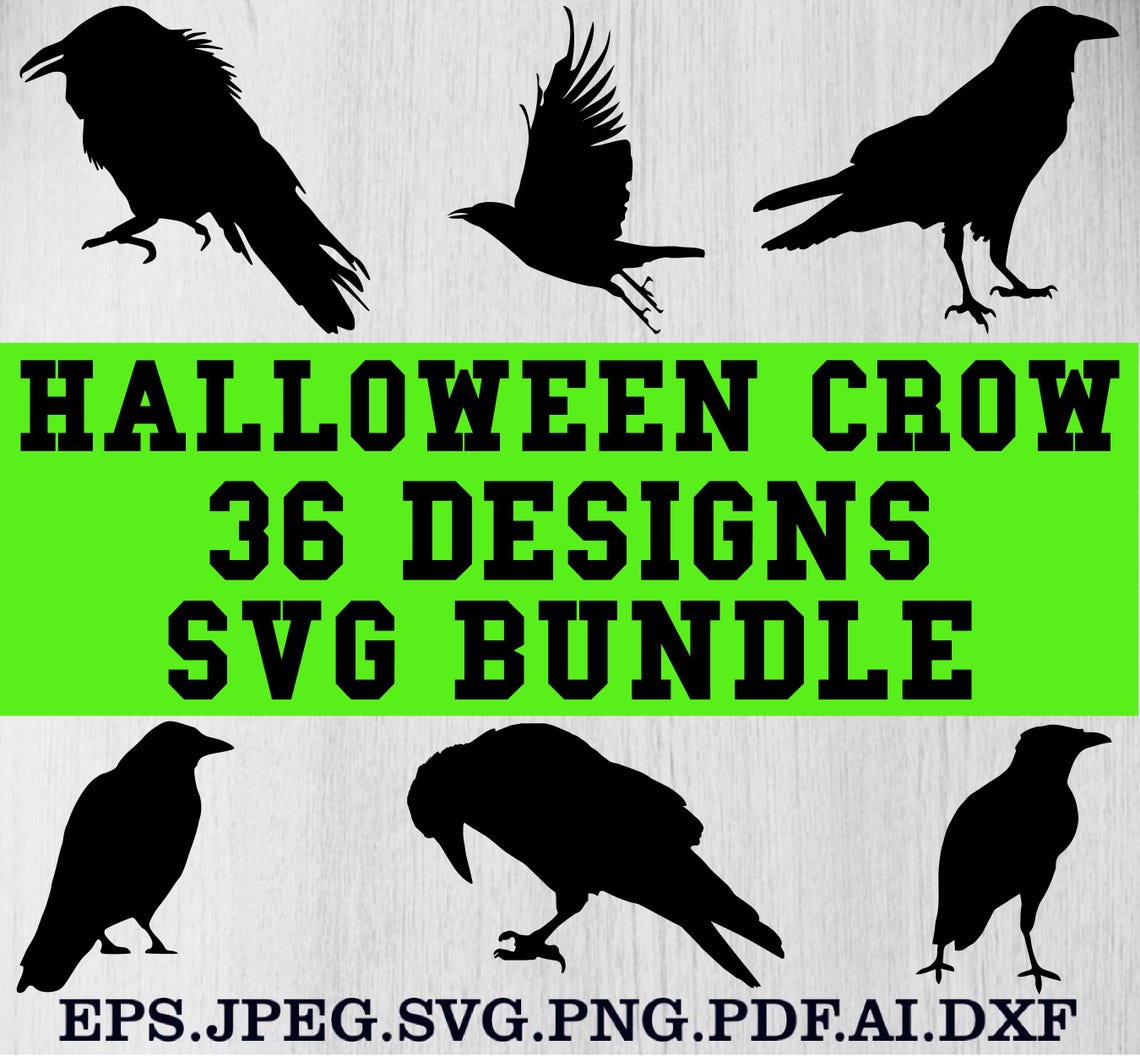 Crow Svg Bundle, Halloween Crow Svg, Crows Silhouette, Crows Clipart ...