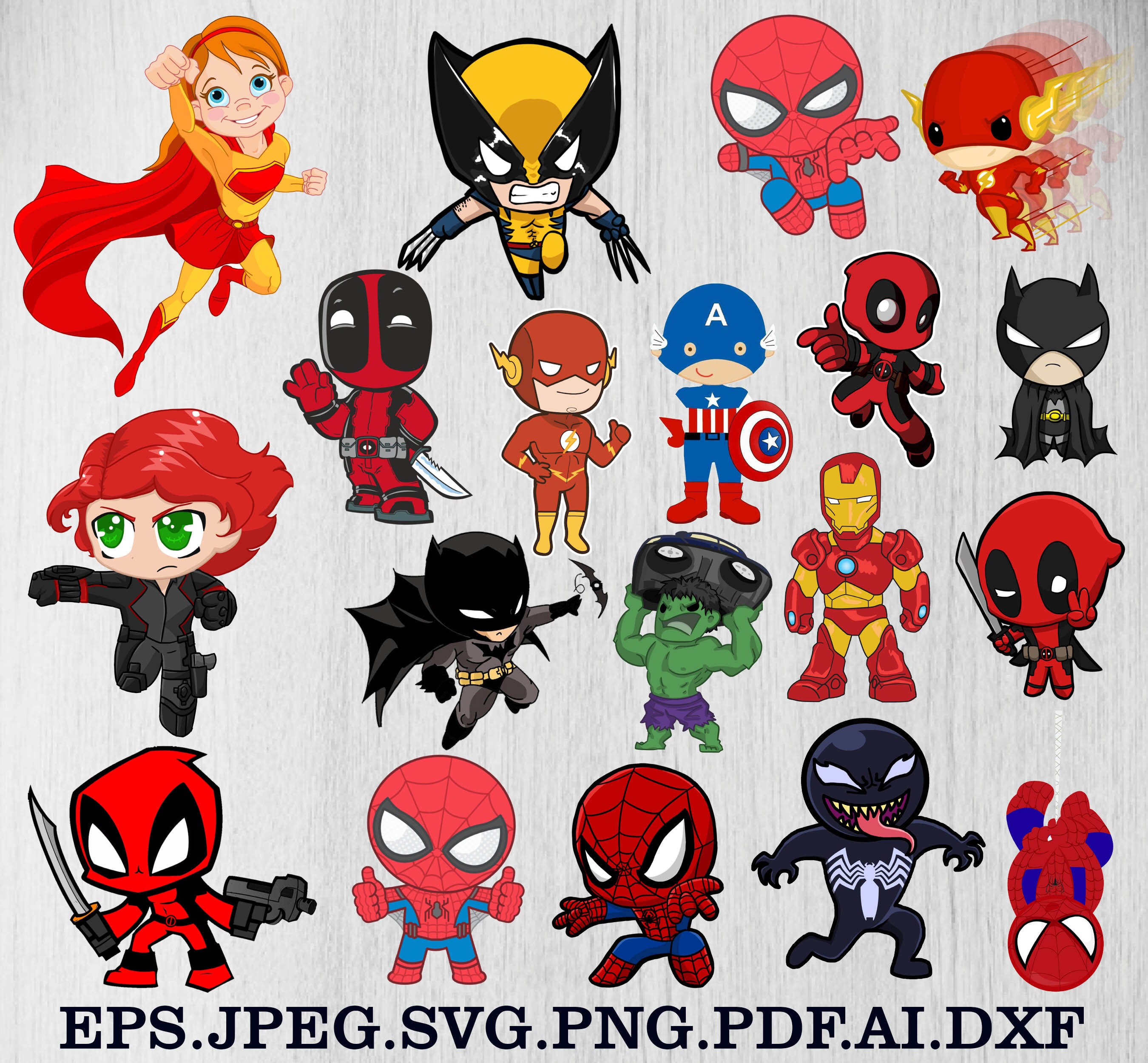 Chibi Superhero Svg Bundle Superhero Svg Bundle Superhero Clipart ...