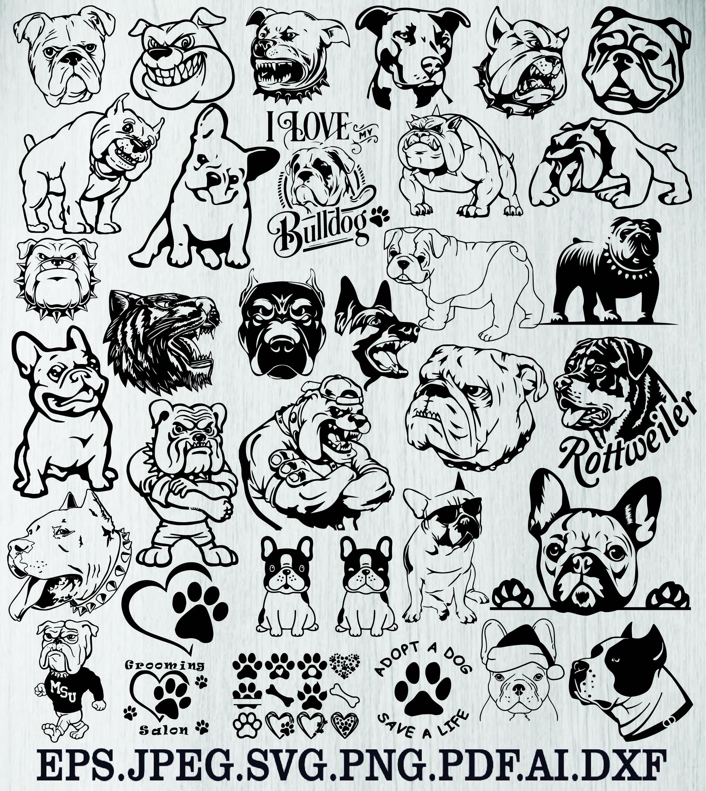 Buldog Svg Bundle, Dog Svg,buldog Clipart,buldog Cut Files Bulog ...