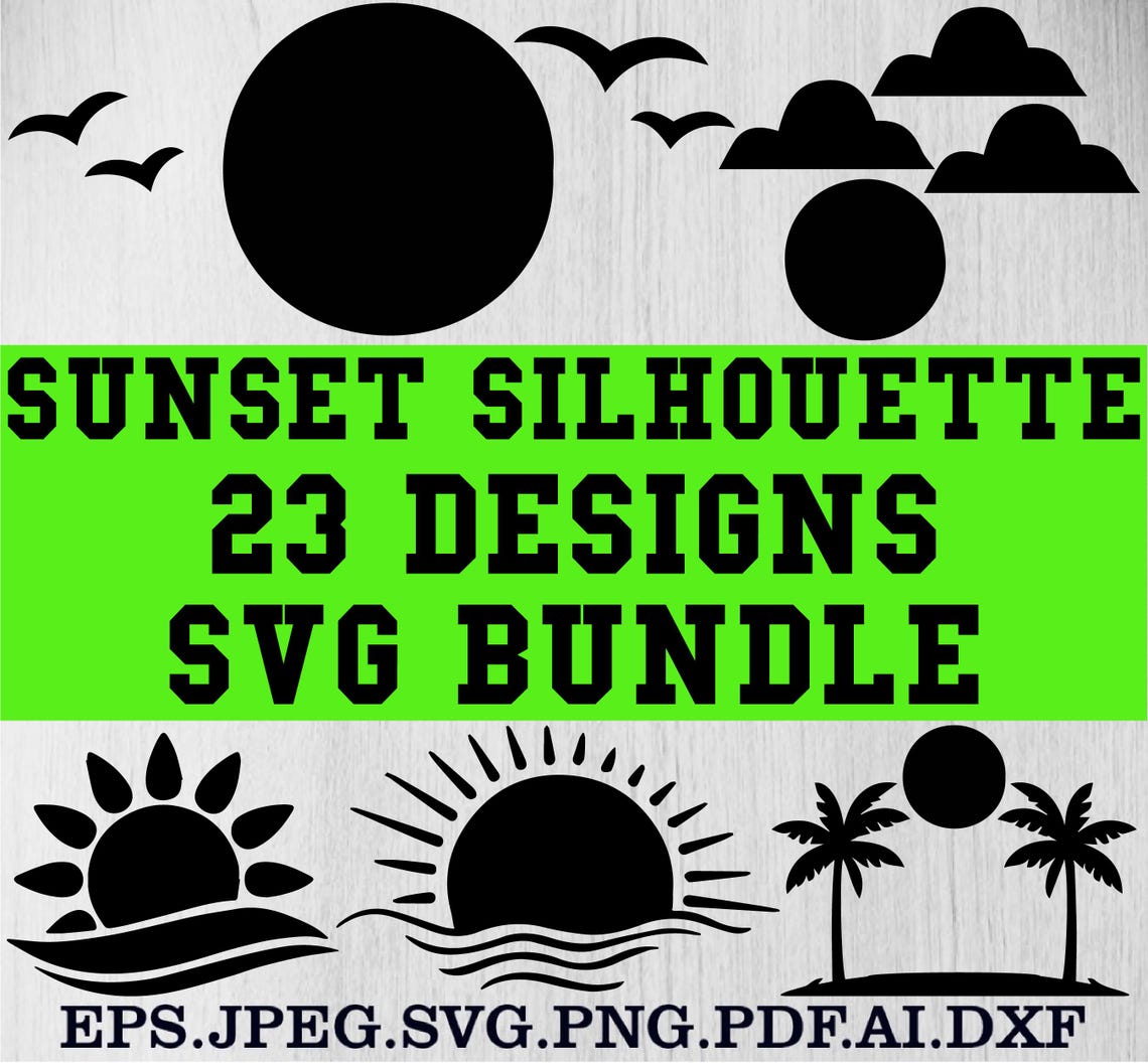 Sunset Svg Bundle, Sunset Silhouette SVG, Sunset Cricut Files, Beach ...