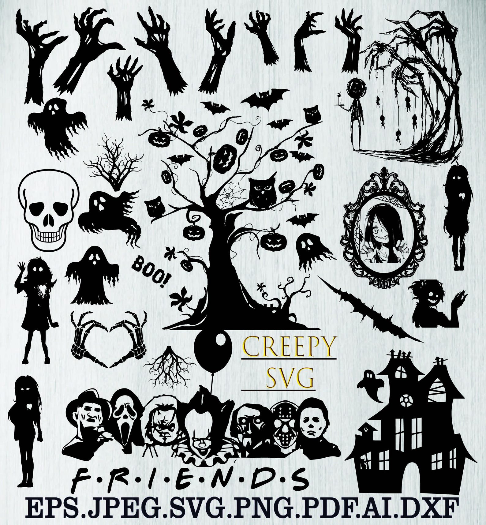 Halloween Svg Bundle, Creepy Svg,gothic Svg, Spooky,cutfile,creepy Hand ...