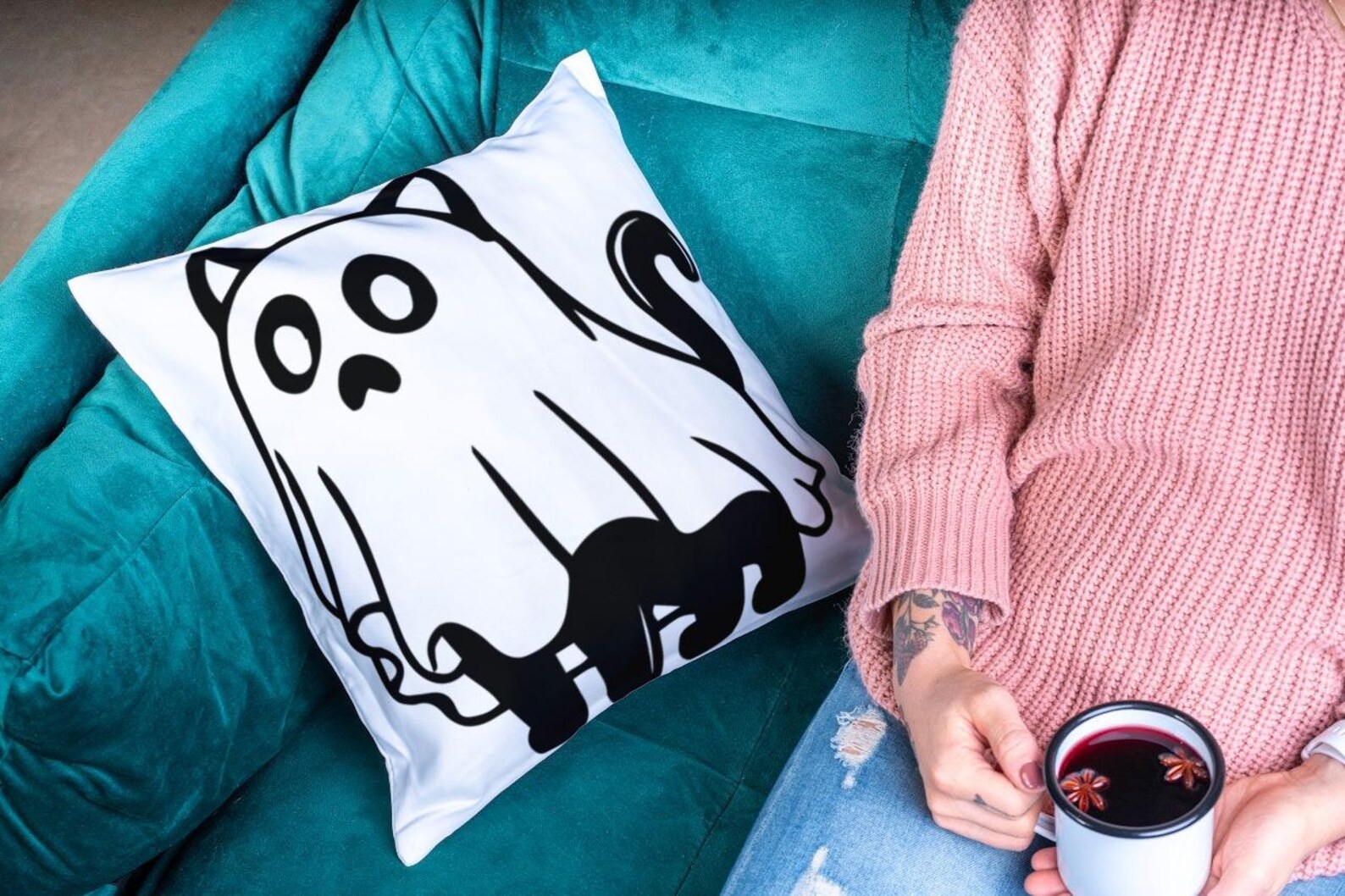 Cute Ghost Cat Svg Bundle, Ghost Cat Clipart, Halloween Cat Svg, Spooky ...