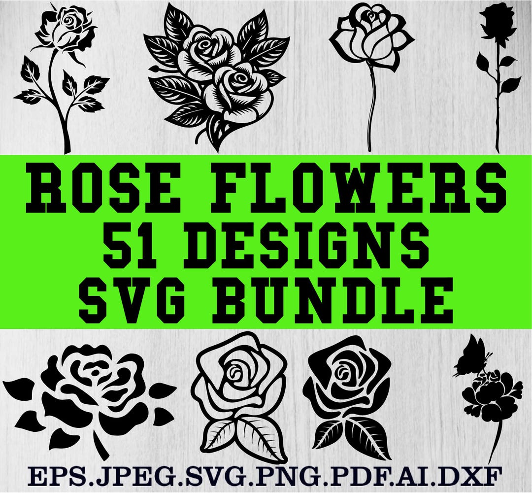 Rose Svg Bundle, Rose Clipart, Rose Cut Files for Circut, Rose Flowers ...