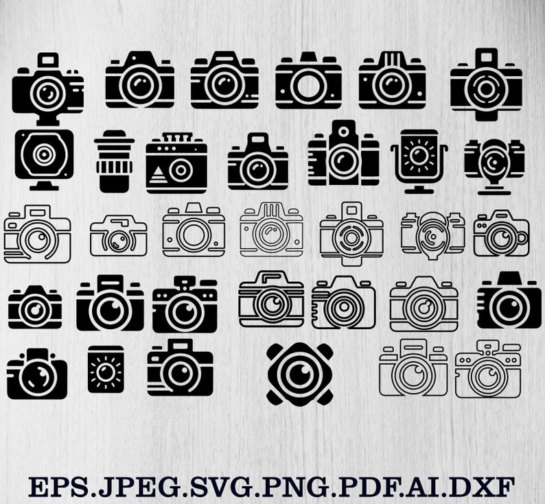 33 Camera SVG Bundle, Camera SVG, Photography Camera Bundle, Silhouette ...