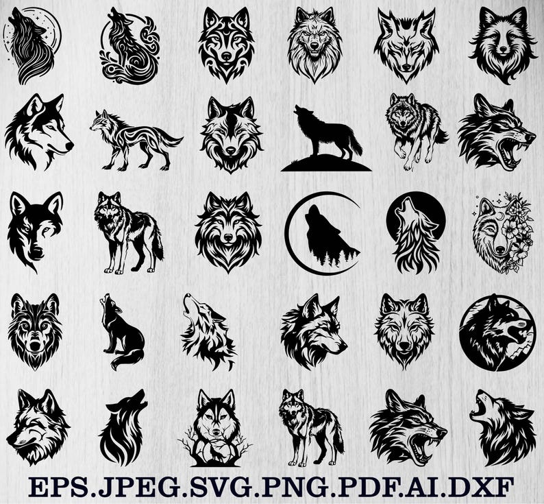 Bundle Svg de loup, Svg de loup, Svg de tête de loup, des cliparts de ...