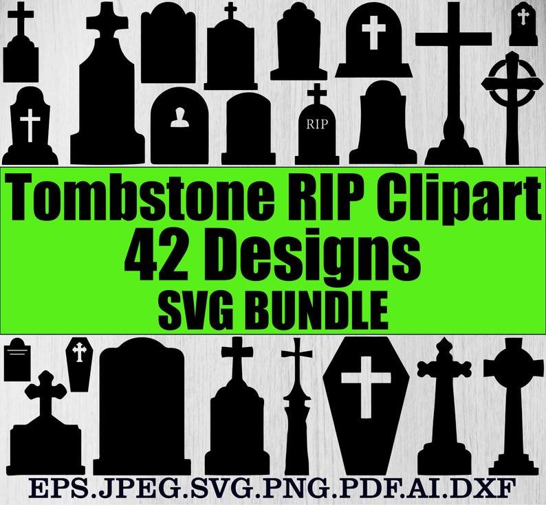 Tombstone Svg Bundle, Tombstone RIP Clipart, Graveyard Svg, Halloween ...