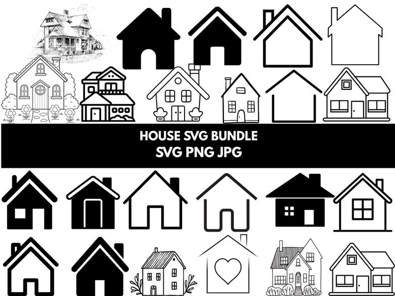 House Svg, House Clipart, Little House Svg Bundle, Roof House Svg, Home ...