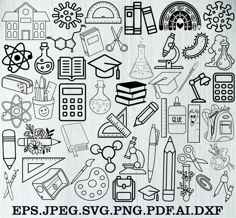 School Svg Bundle, Back to School Svg, School Doodle Svg, School ...