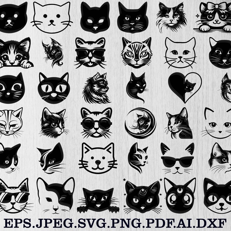 Cat Face Svg - Etsy