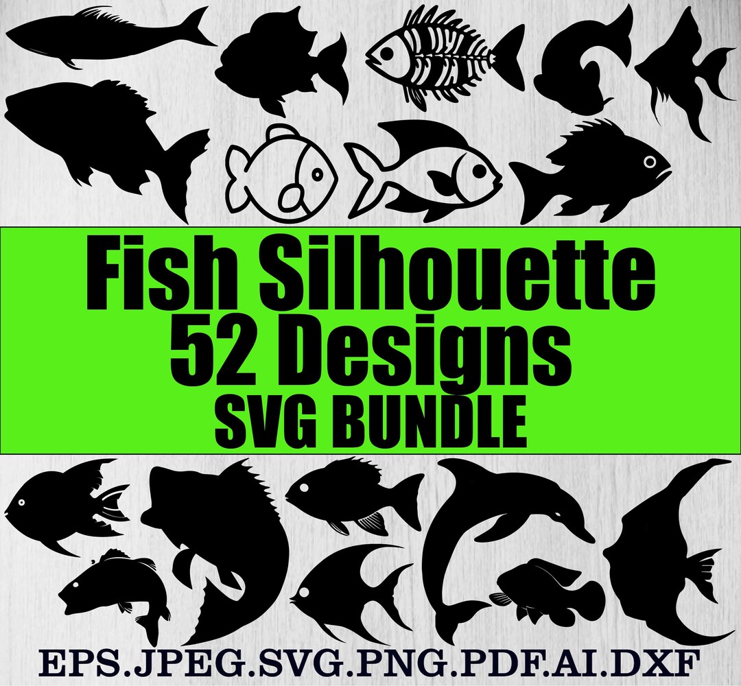 Fish Svg Bundle, Fish Png Bundle, Fish Silhouette, Fish Cut Files for ...