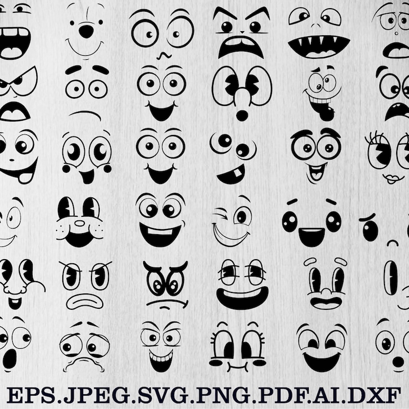 Cartoon Faces Svg - Etsy