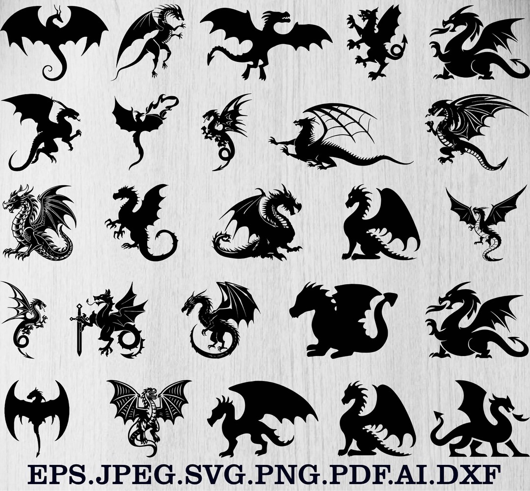Dragon Svg Bundle, Fragon Clipart, Dragon Svg, Dragon Cut Files for ...