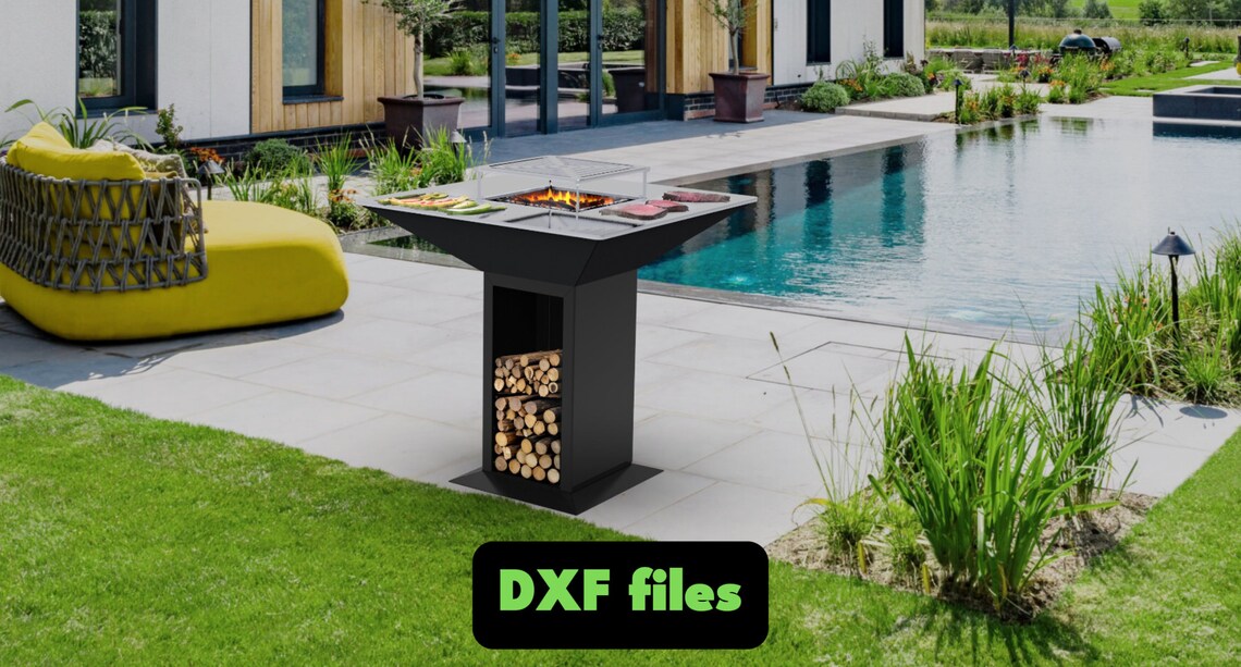Brasero Fire Pit BBQ: Square Wood Grill Design - DXF Files for Plasma ...